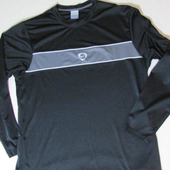 Nike | Shirts | Nike Compression Shirt Crescent Nike Logo Black W Gray ...
